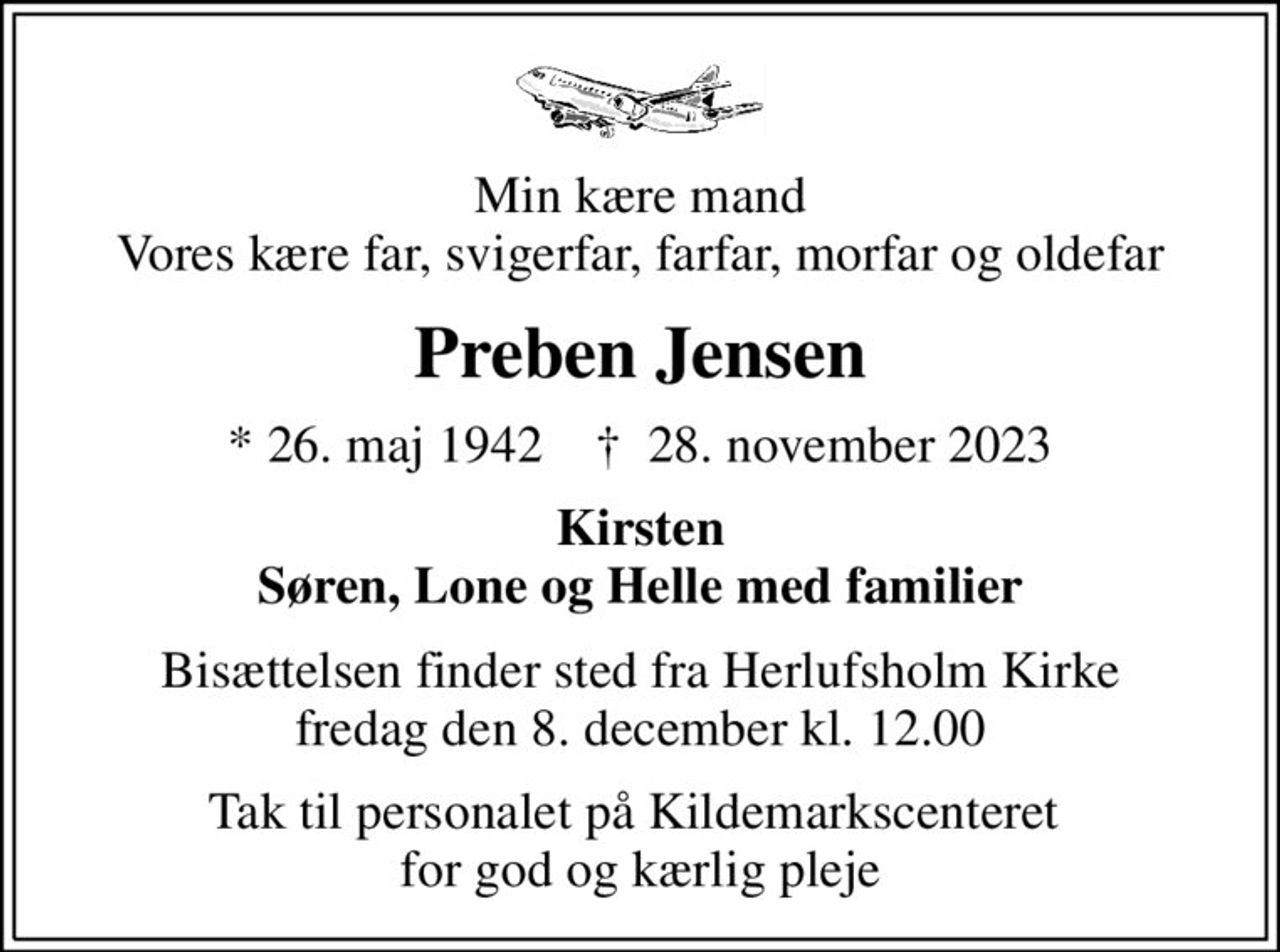 Preben Anton Jensen | Danmarks største medie for mindesider og dødsannoncer