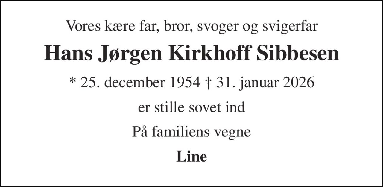 Hans Jørgen Kirkhoff Sibbesen | Danmarks største medie for mindesider ...