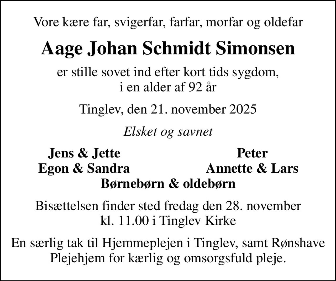 Aage Johan Schmidt Simonsen | Danmarks største medie for mindesider og ...