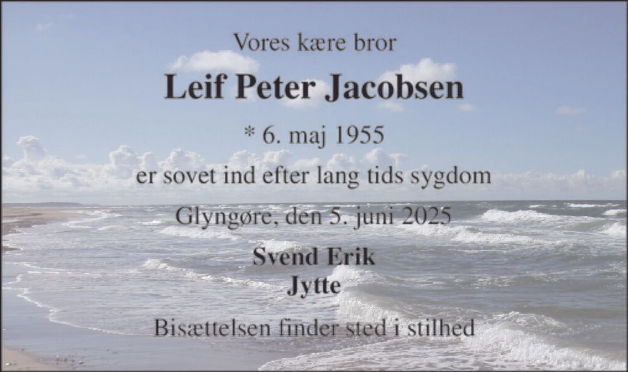 Leif Peter Jacobsen | Dødsannoncer i Danmark