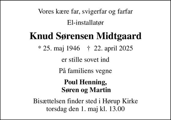 Knud Sørensen Midtgaard | Dødsannoncer i Danmark