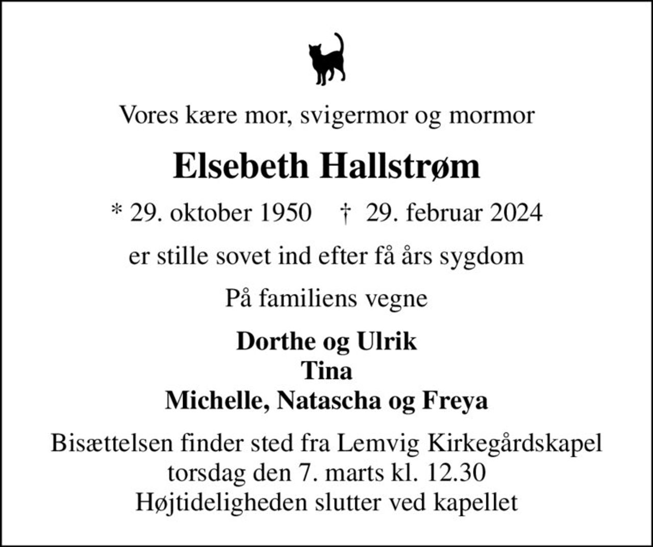 Elsebeth Hallstrøm | Danmarks største medie for mindesider og dødsannoncer