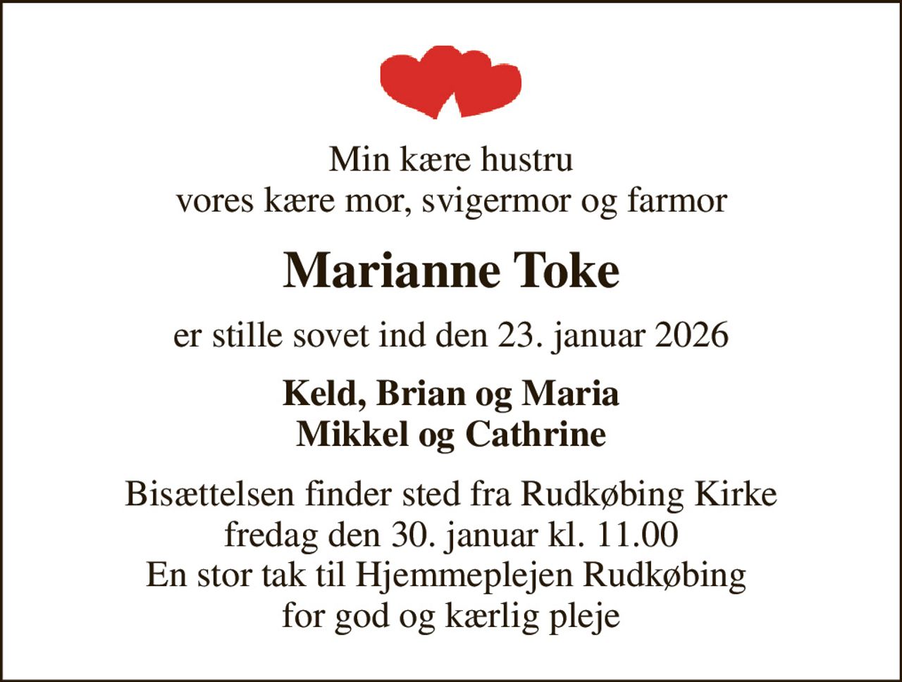 Marianne Toke | Danmarks største medie for mindesider og dødsannoncer