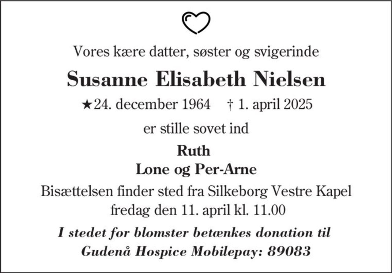 Susanne Elisabeth Nielsen | Danmarks største medie for mindesider og ...