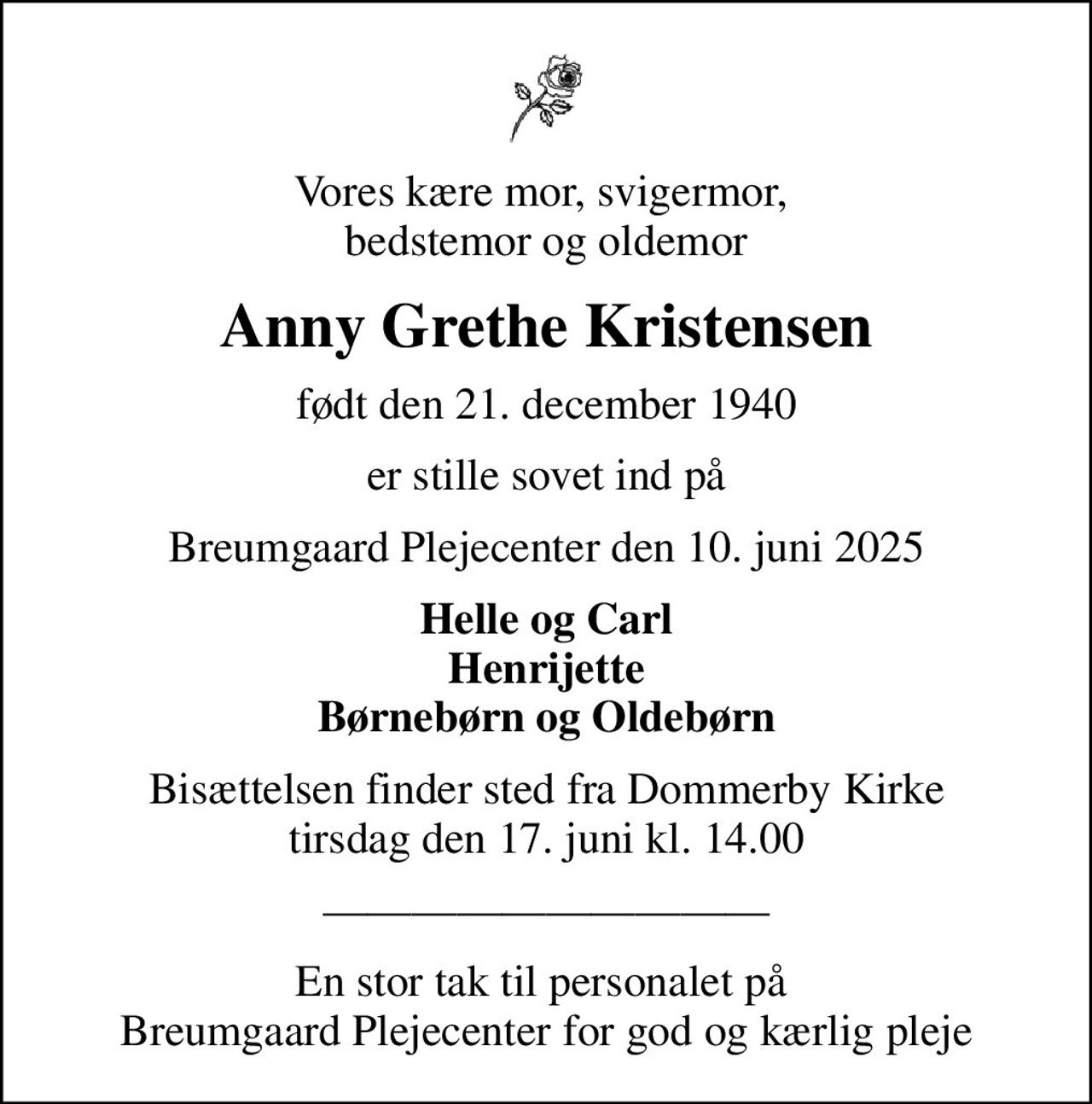 Anny Grethe Kristensen | Danmarks største medie for mindesider og ...