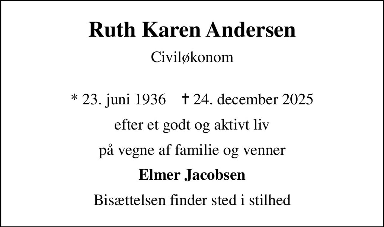 Ruth Karen Andersen | Danmarks største medie for mindesider og dødsannoncer