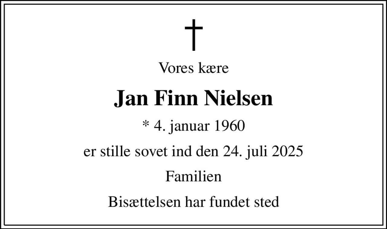 Jan Finn Nielsen | Danmarks største medie for mindesider og dødsannoncer