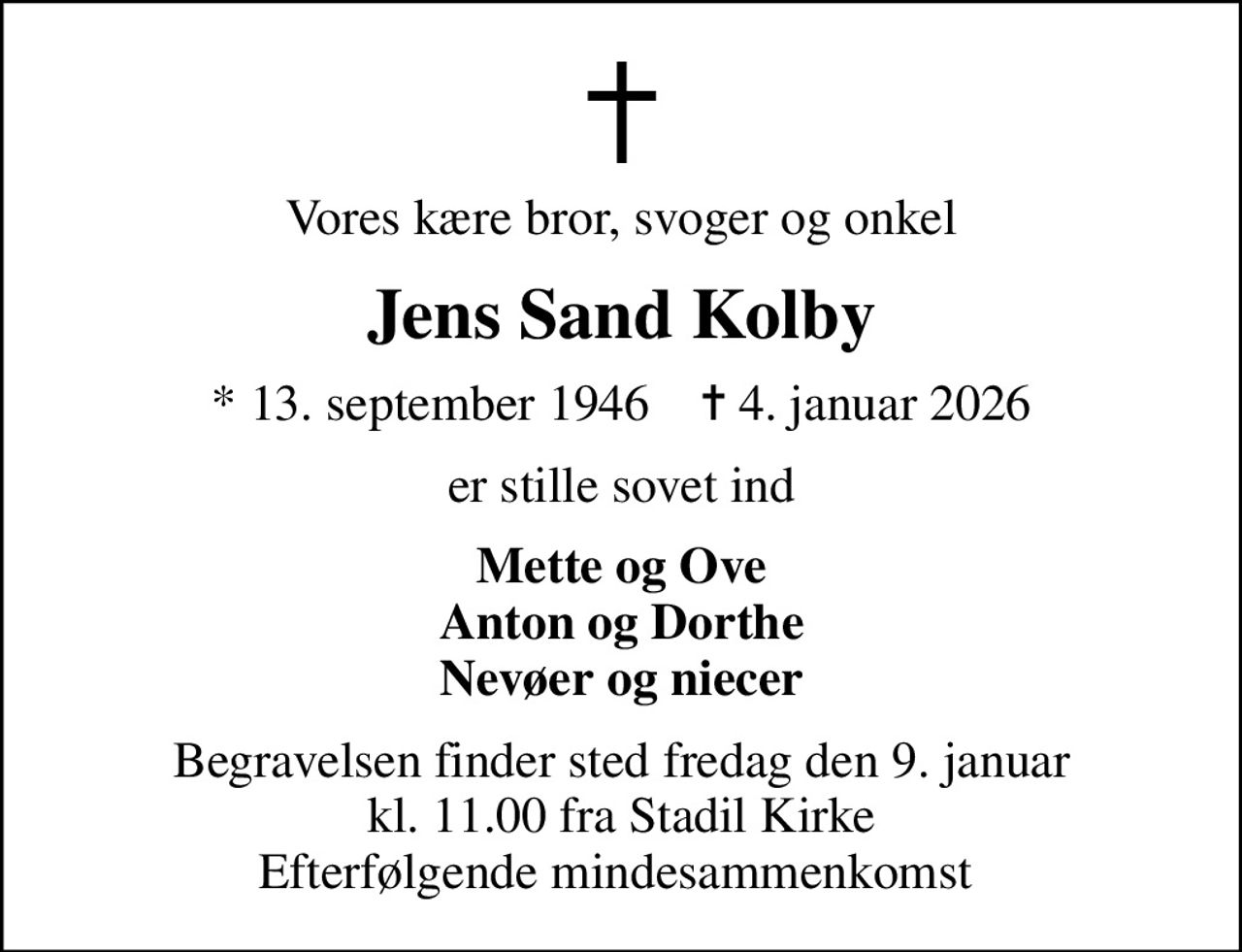 Jens Sand Kolby | Danmarks største medie for mindesider og dødsannoncer