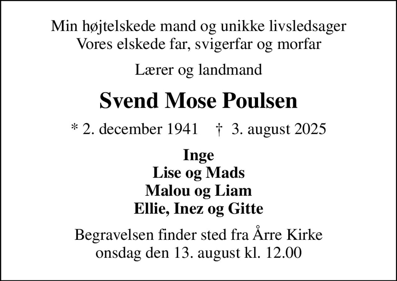 Svend Mose Poulsen | Dødsannoncer i Danmark