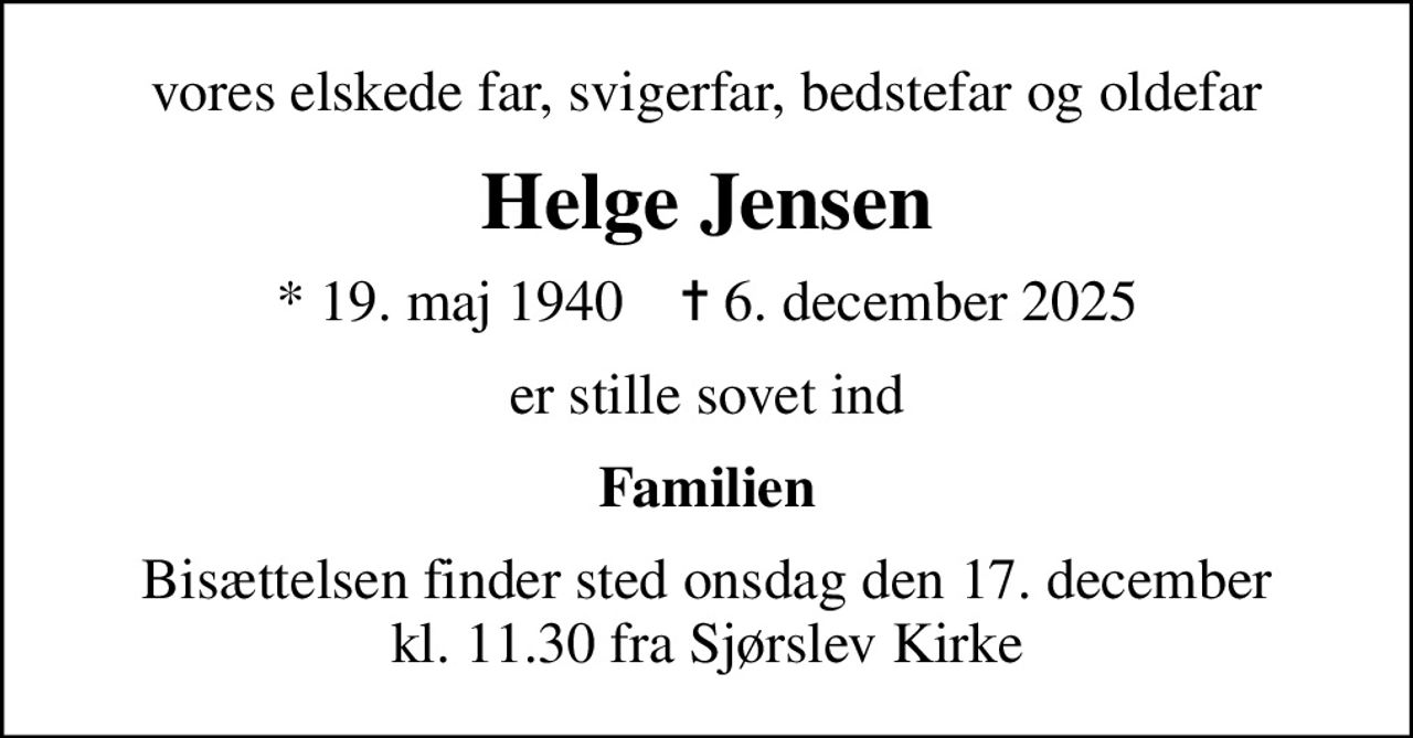 Helge Jensen | Danmarks største medie for mindesider og dødsannoncer
