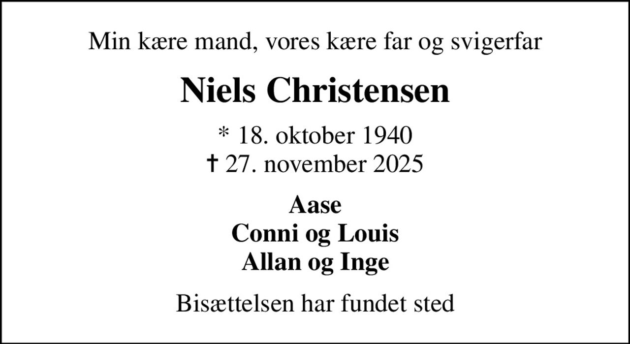 Niels Christensen | Danmarks største medie for mindesider og dødsannoncer