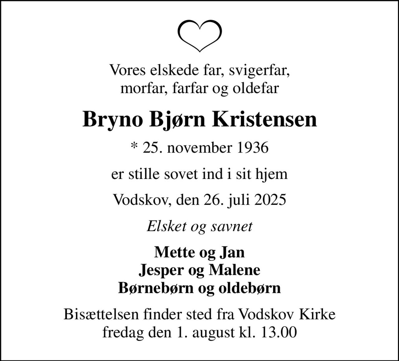 Bryno Bjørn Kristensen | Dødsannoncer i Danmark