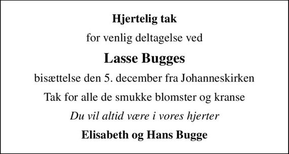 Lasse Bugge | Dødsannoncer i Danmark