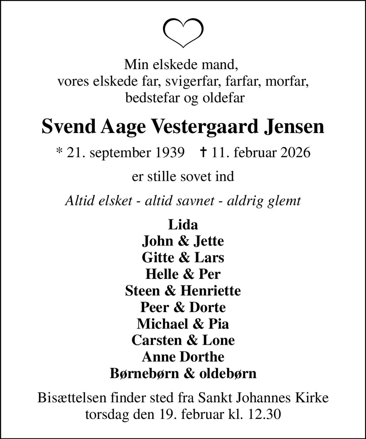 Svend Aage Vestergaard Jensen | Danmarks største medie for mindesider ...