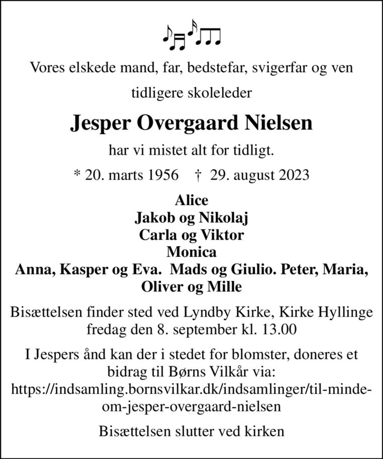 Jesper Overgaard Nielsen | Dødsannoncer i Danmark