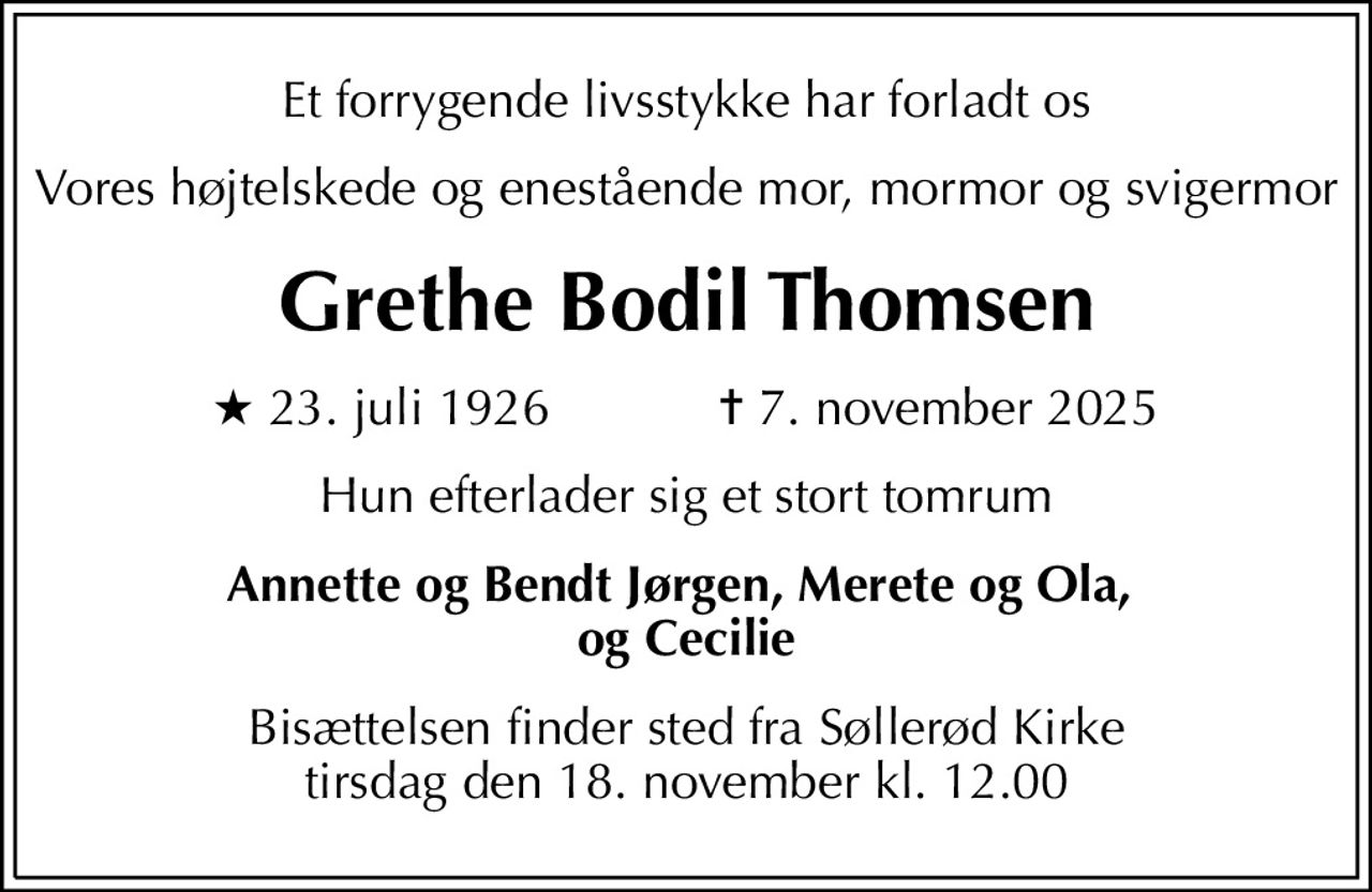 Grethe Bodil Thomsen | Danmarks største medie for mindesider og ...