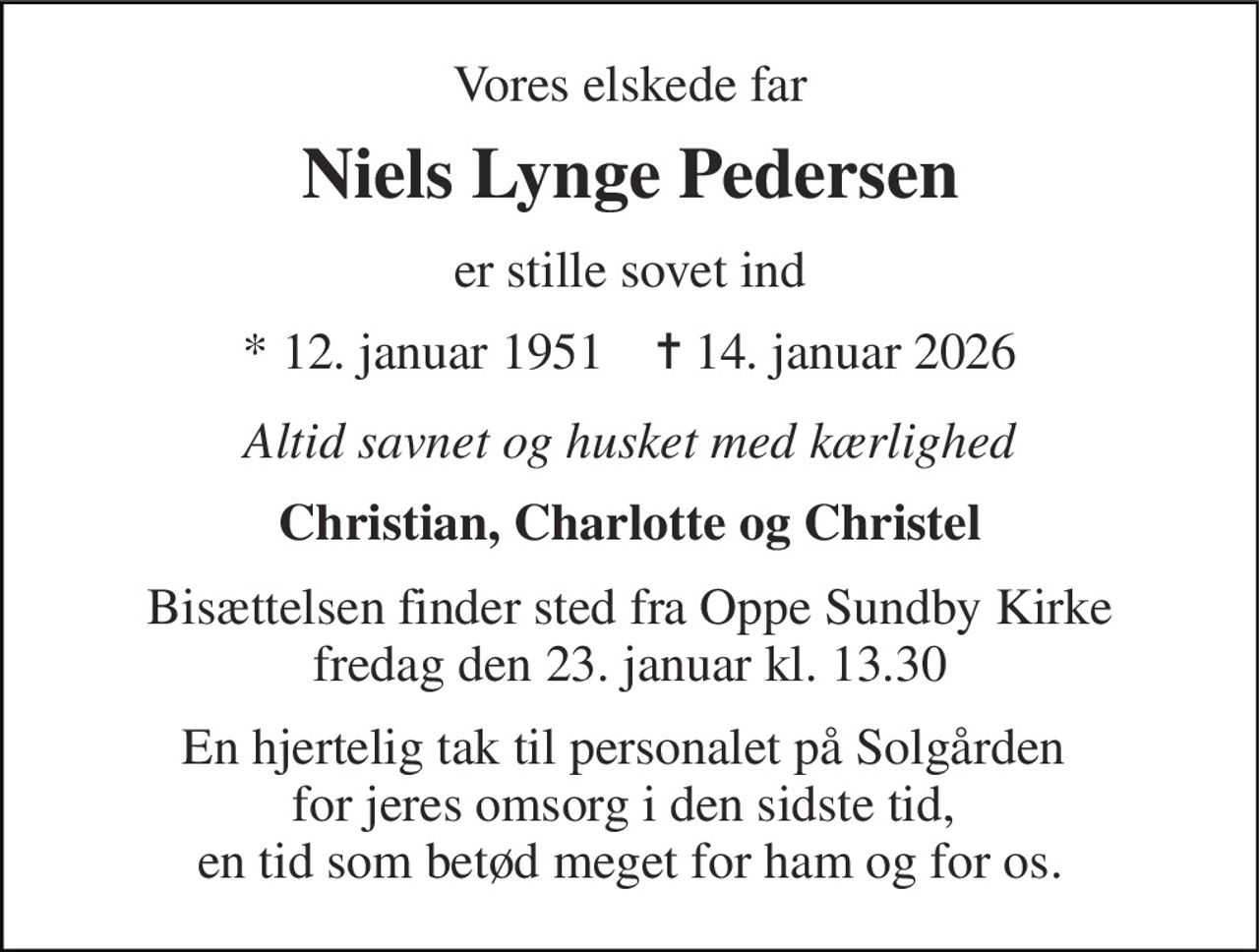 Niels Lynge Pedersen | Danmarks største medie for mindesider og ...