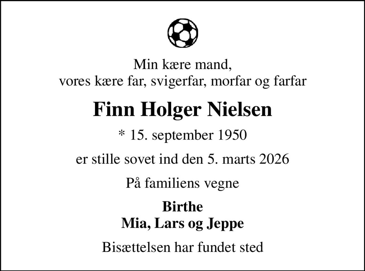 Finn Holger Nielsen | Danmarks største medie for mindesider og dødsannoncer