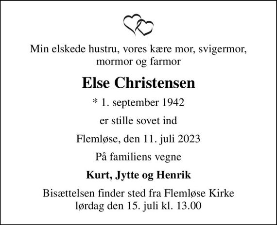 Else Christensen | Dødsannoncer i Danmark