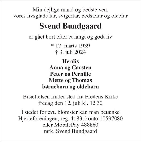 Svend Bundgaard | Dødsannoncer i Danmark
