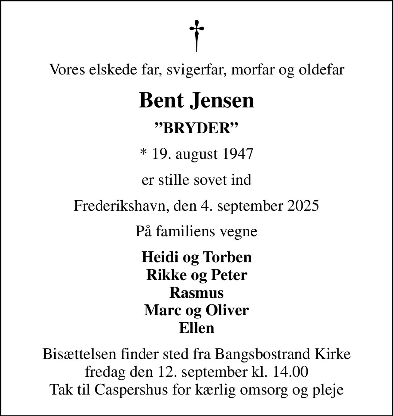 Bent Jensen | Danmarks største medie for mindesider og dødsannoncer