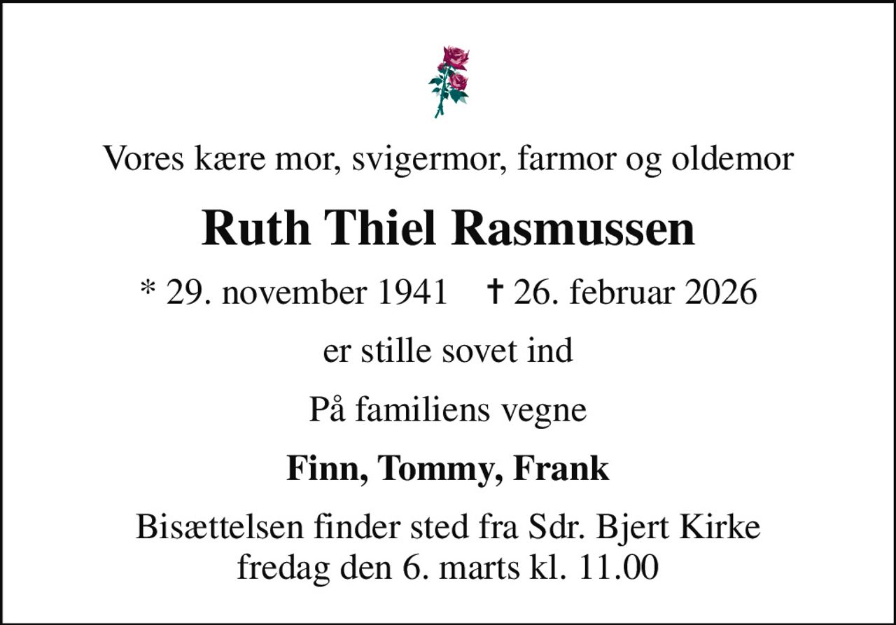 Ruth Thiel Rasmussen | Danmarks største medie for mindesider og ...