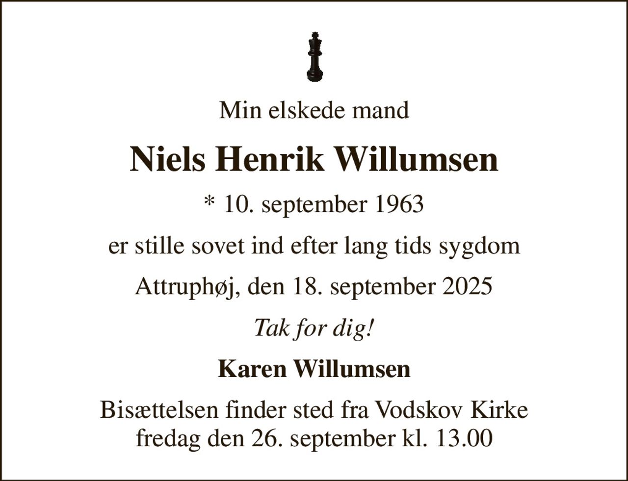Niels Henrik Willumsen | Dødsannoncer i Danmark