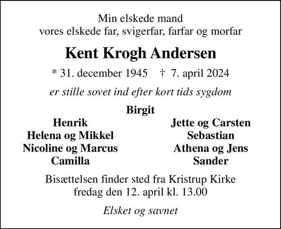 Kent Krogh Andersen | Dødsannoncer i Danmark