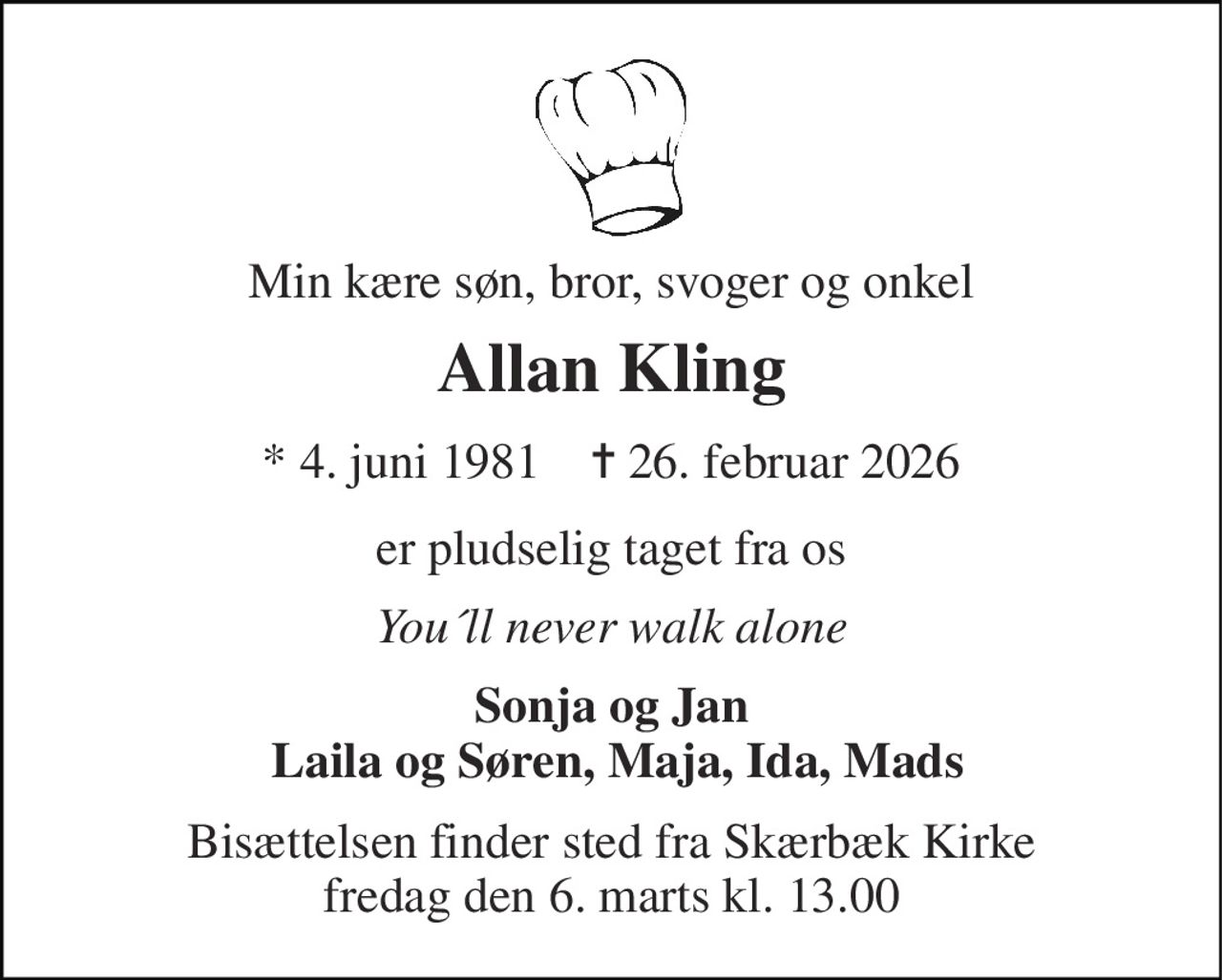 Allan Kling | Danmarks største medie for mindesider og dødsannoncer