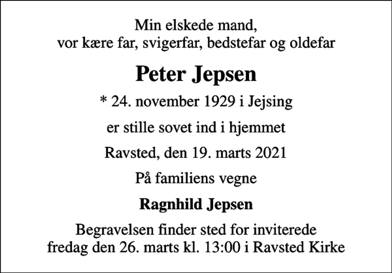 Peter Jepsen | Danmarks største medie for mindesider og dødsannoncer