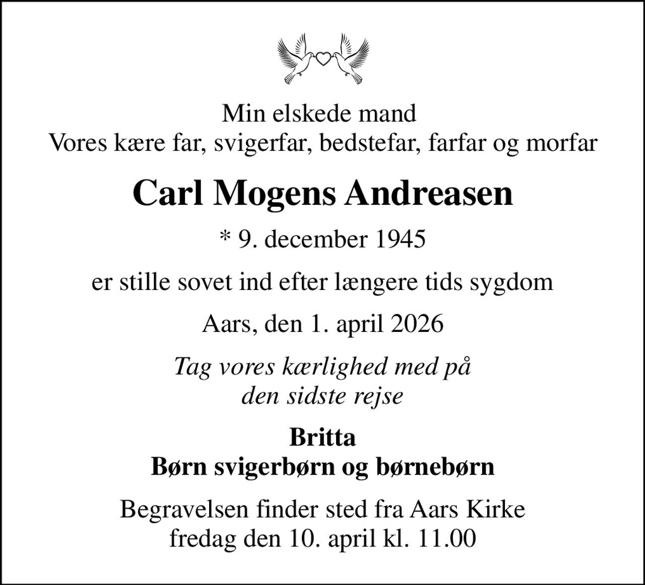 Carl Mogens Andreasen | Danmarks største medie for mindesider og ...