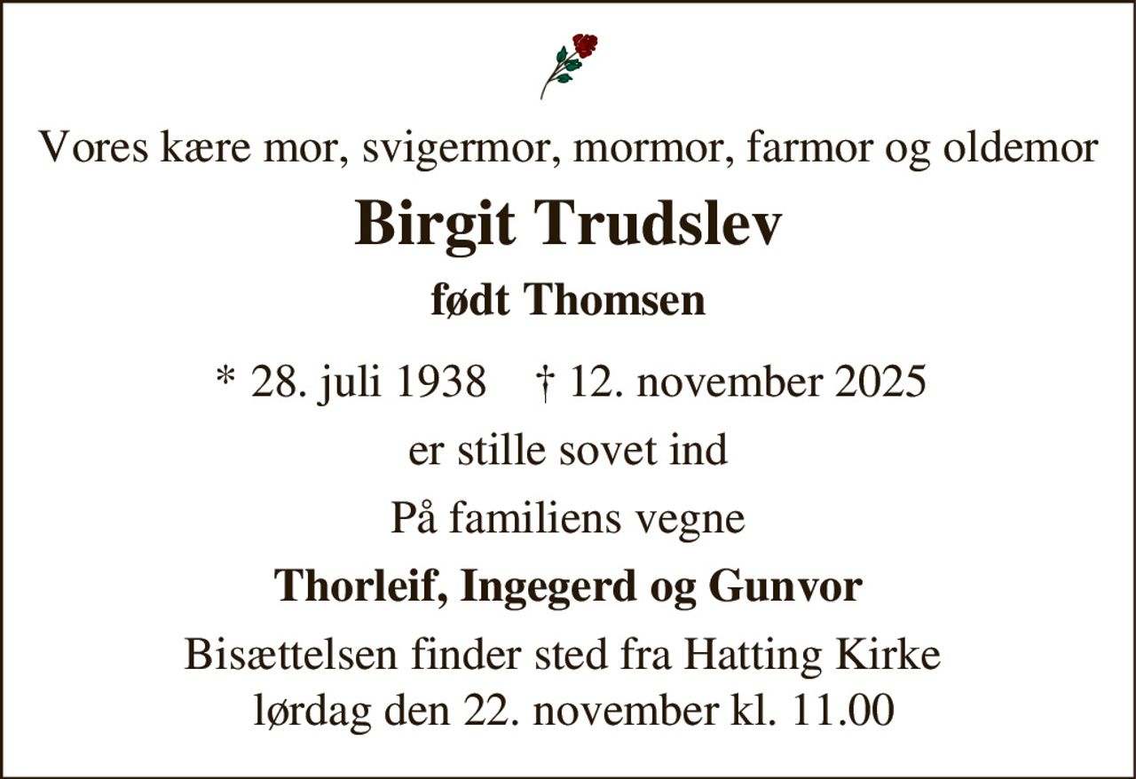 Birgit Trudslev | Danmarks største medie for mindesider og dødsannoncer