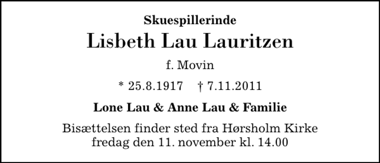 Lisbeth Lau Lauritzen | Danmarks største medie for mindesider og ...