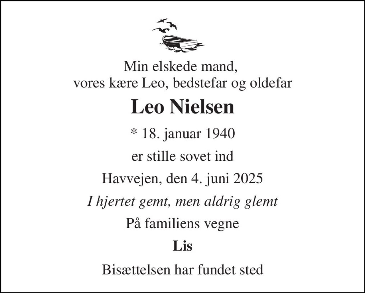 Leo Nielsen | Dødsannoncer i Danmark