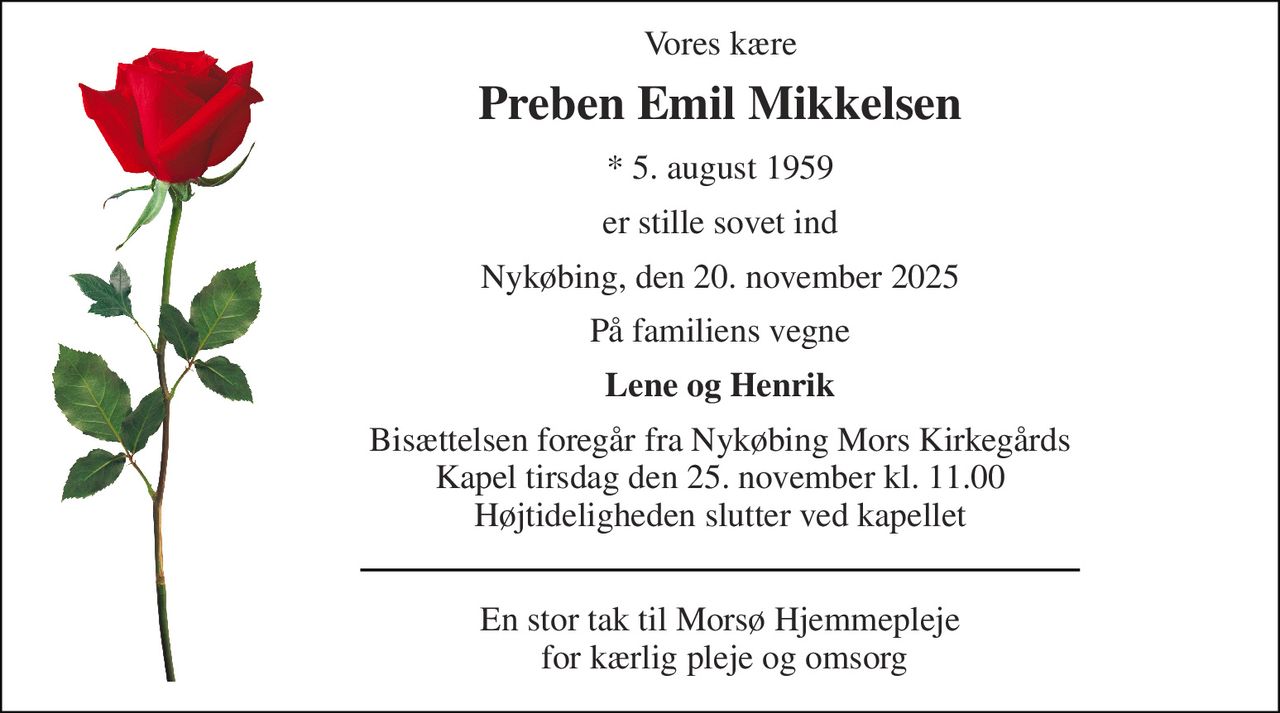 Preben Emil Mikkelsen | Danmarks største medie for mindesider og ...