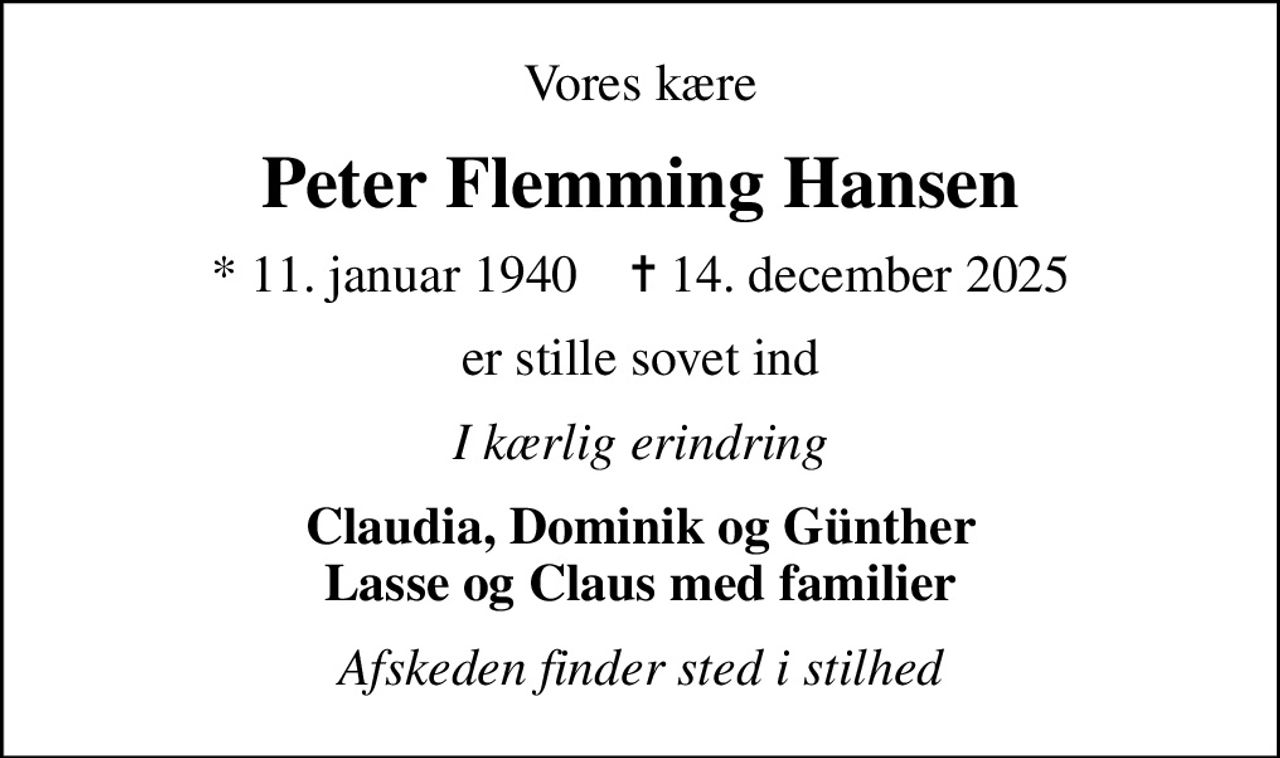 Peter Flemming Hansen | Danmarks største medie for mindesider og ...