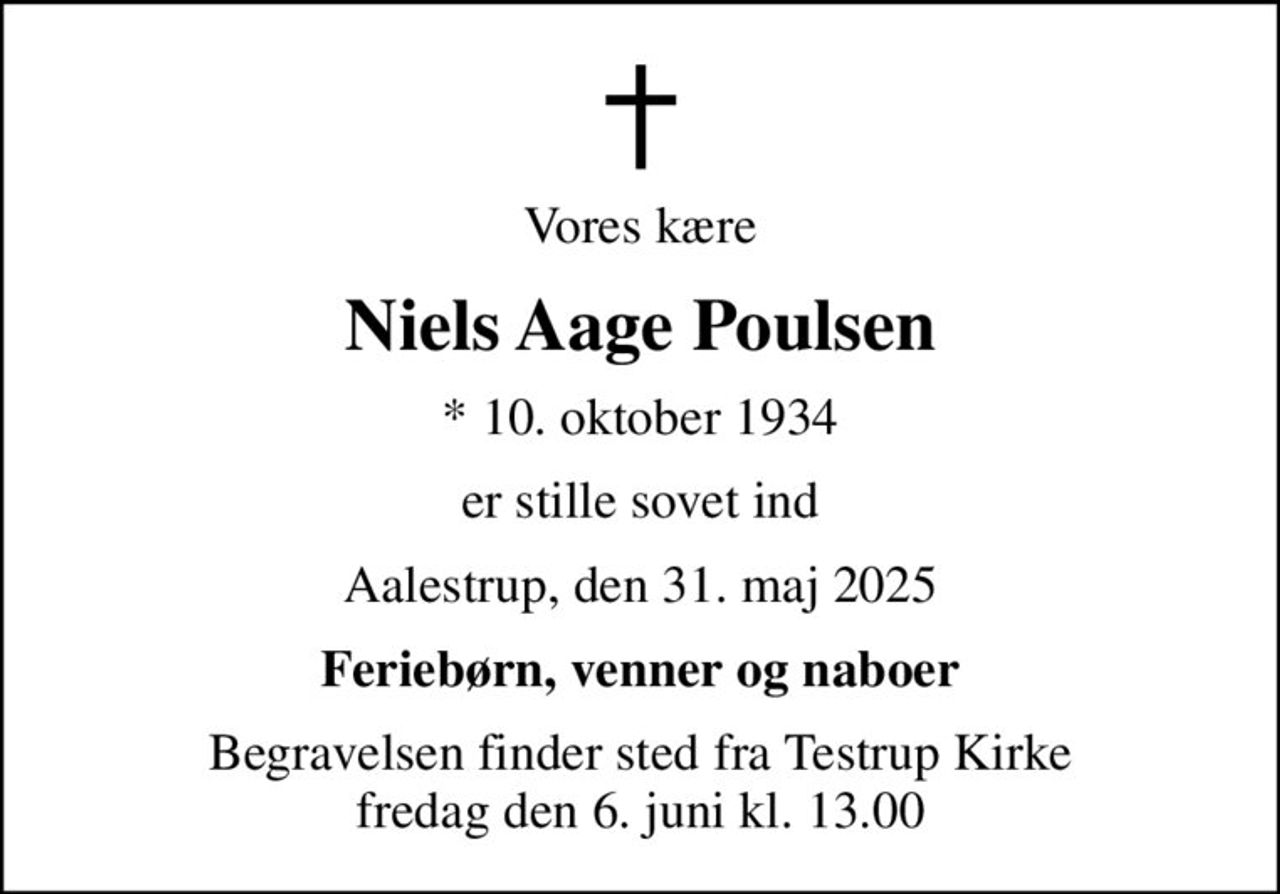 Niels Aage Poulsen | Dødsannoncer i Danmark