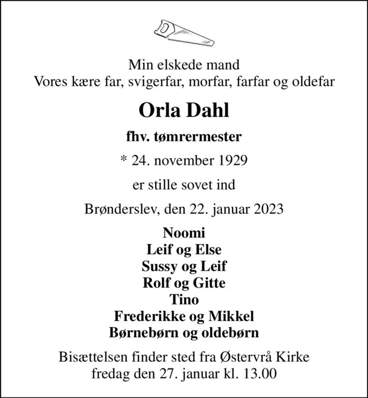 Orla Dahl | Dødsannoncer i Danmark