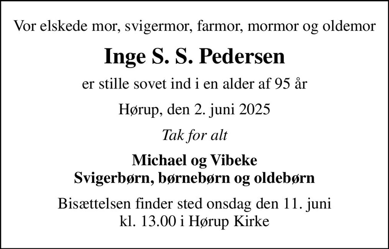 Inge Solvej Sundelius Pedersen | Danmarks største medie for mindesider ...