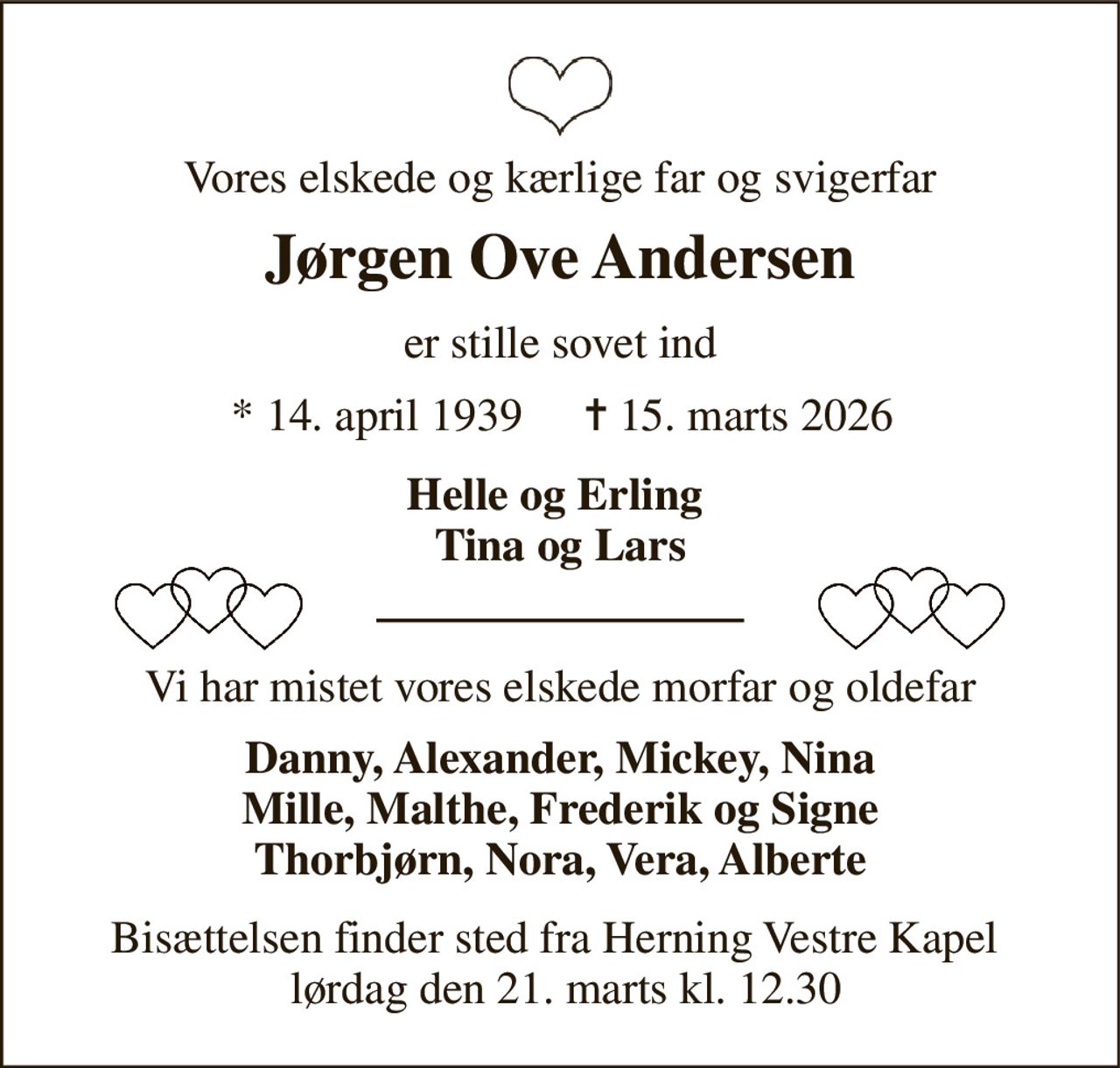 Jørgen Ove Andersen | Danmarks største medie for mindesider og dødsannoncer