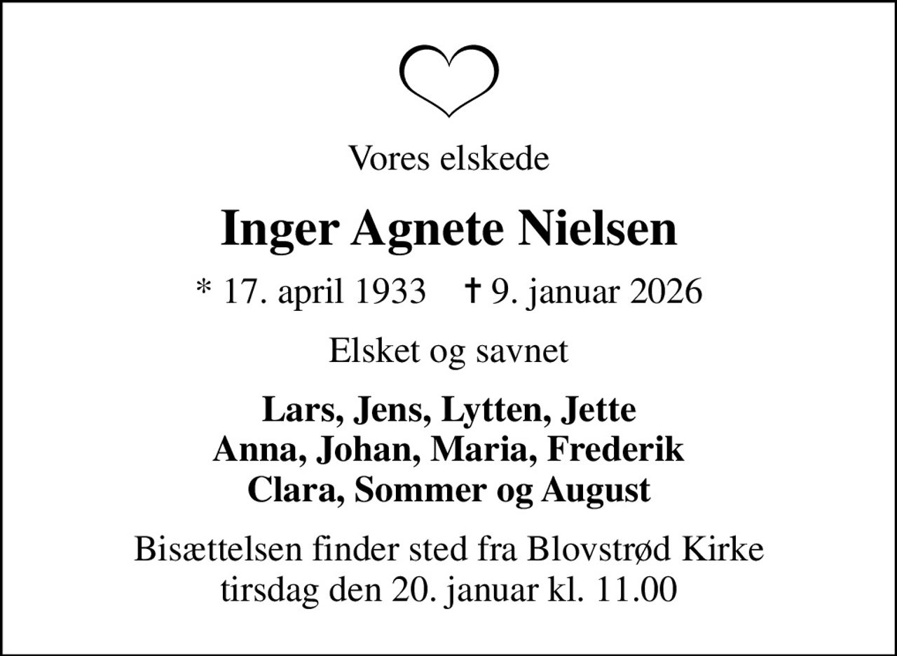Inger Agnete Nielsen | Danmarks største medie for mindesider og ...