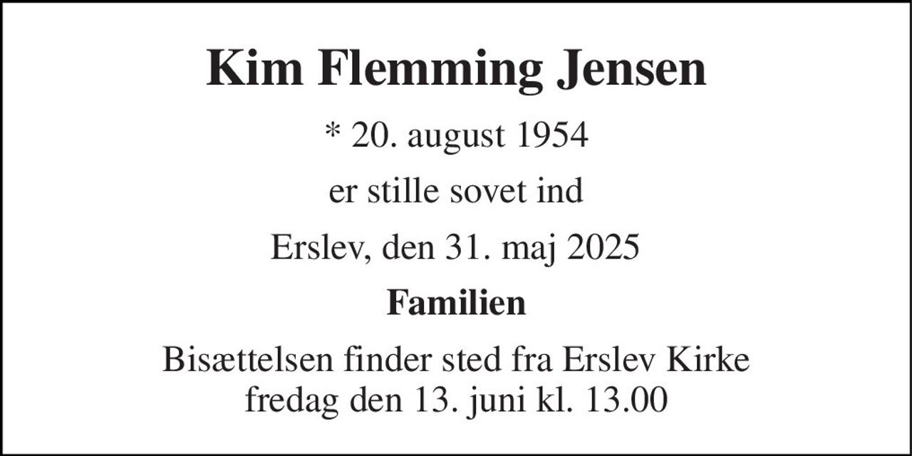 Kim Flemming Jensen | Dødsannoncer i Danmark