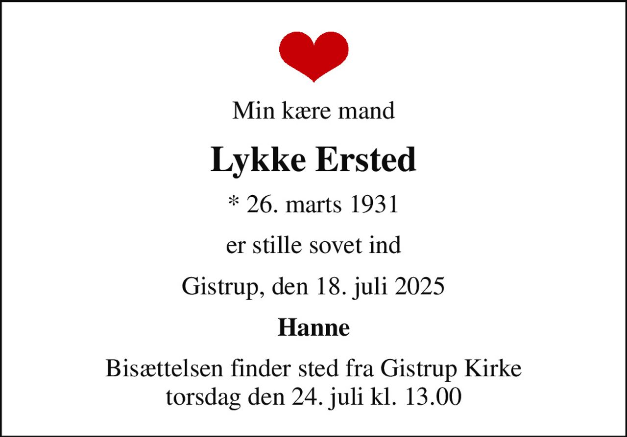 Lykke Ersted | Dødsannoncer i Danmark
