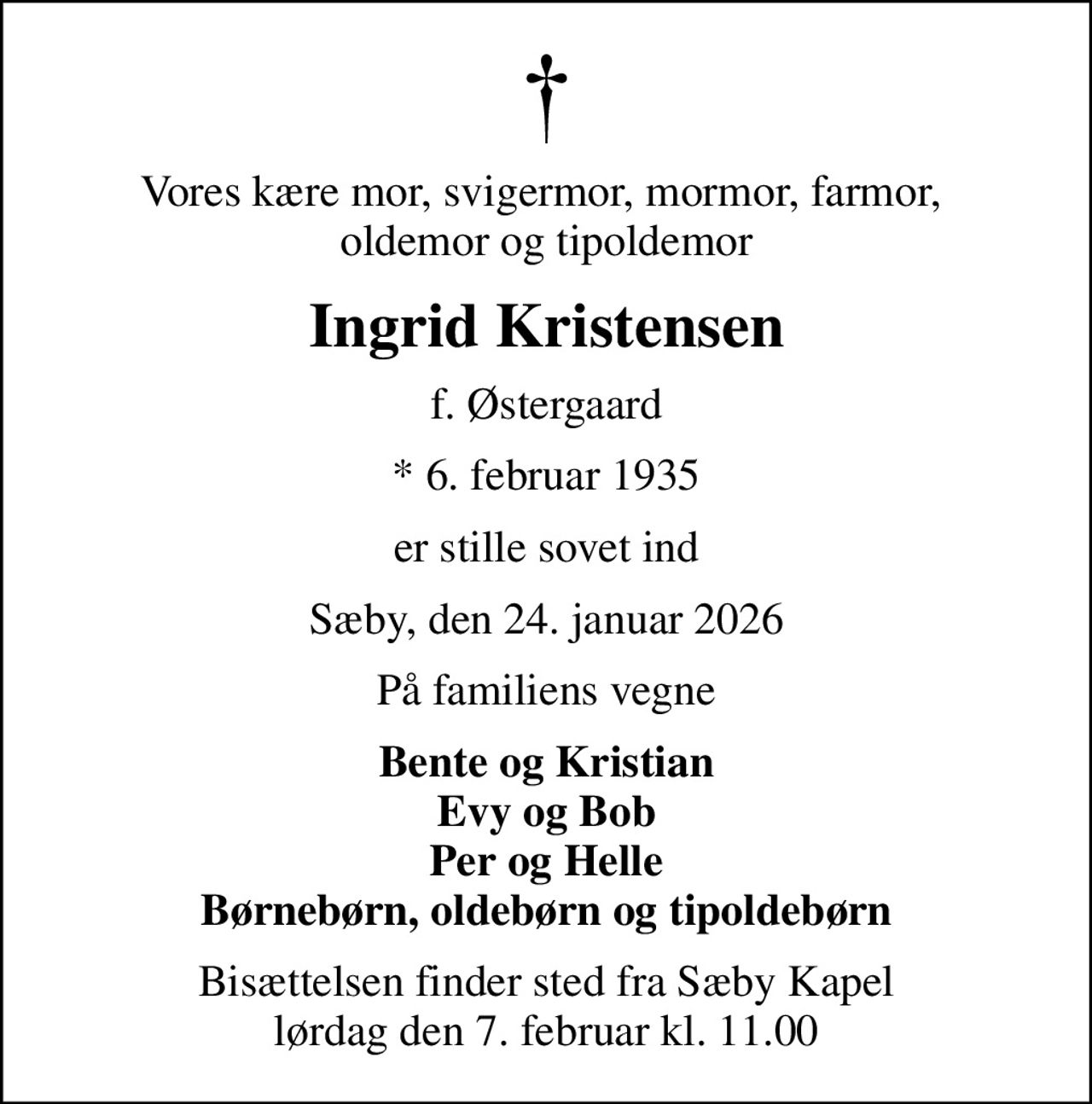 Ingrid Mortensen Kristensen | Danmarks største medie for mindesider og ...