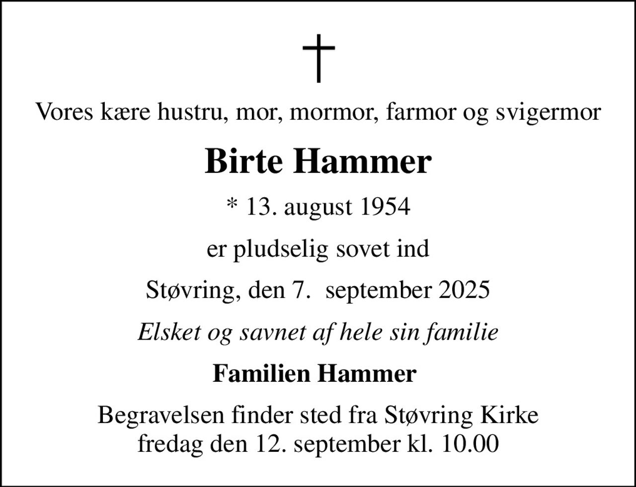 Birte Hammer | Danmarks største medie for mindesider og dødsannoncer