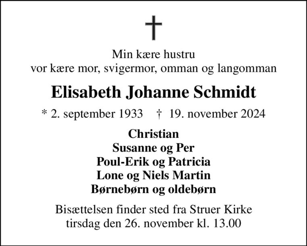 Elisabeth Johanne Schmidt | Danmarks største medie for mindesider og ...