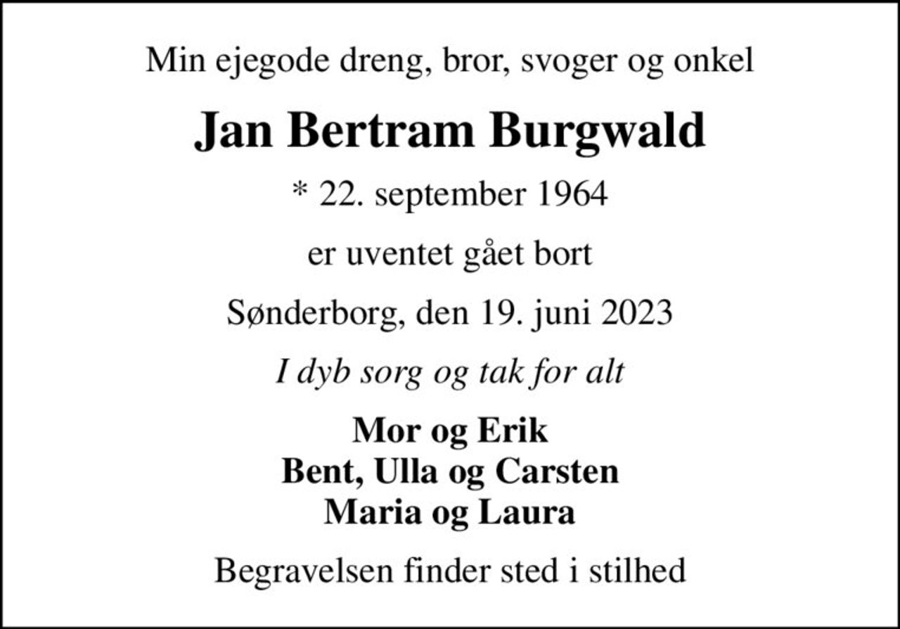 Jan Bertram Burgwald | Danmarks største medie for mindesider og ...