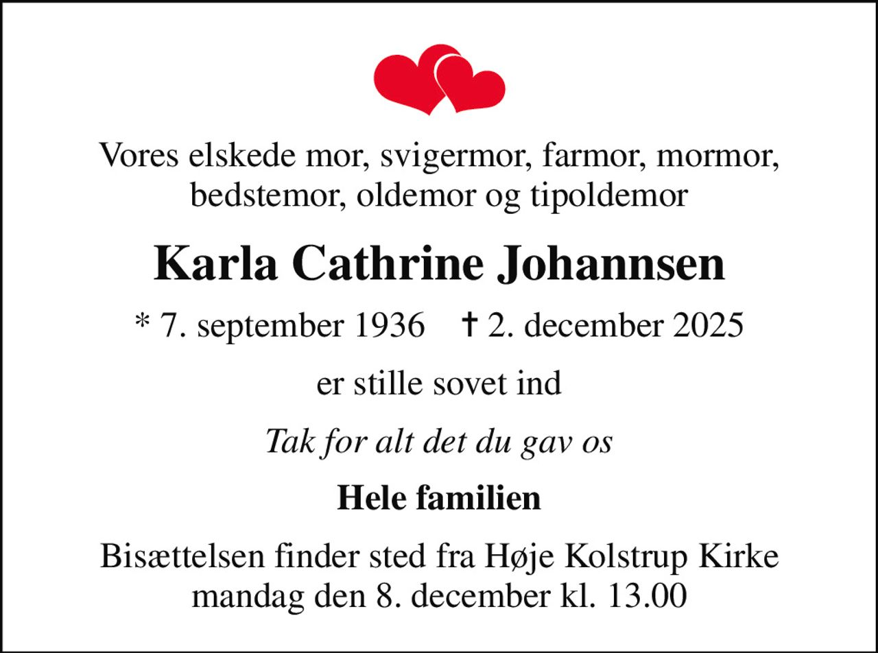 Karla Cathrine Johannsen | Danmarks største medie for mindesider og ...