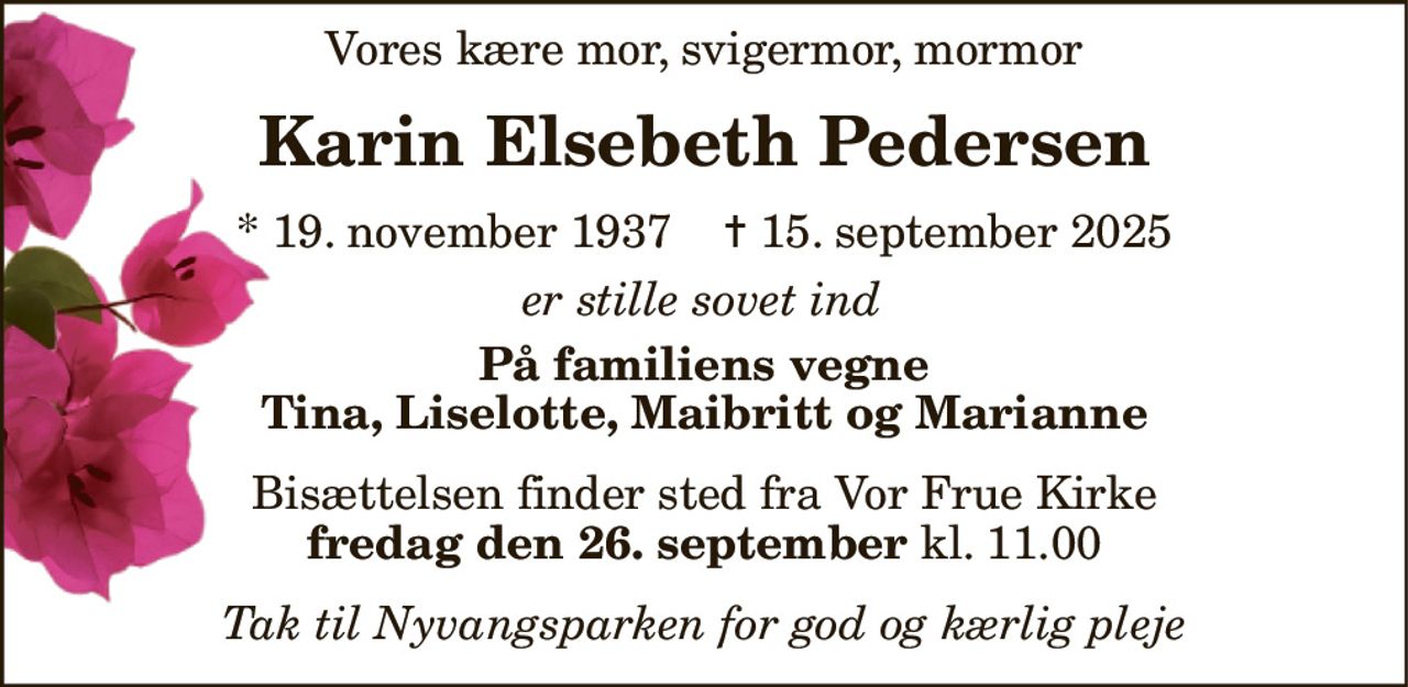 Karin Elsebeth Pedersen | Danmarks største medie for mindesider og ...