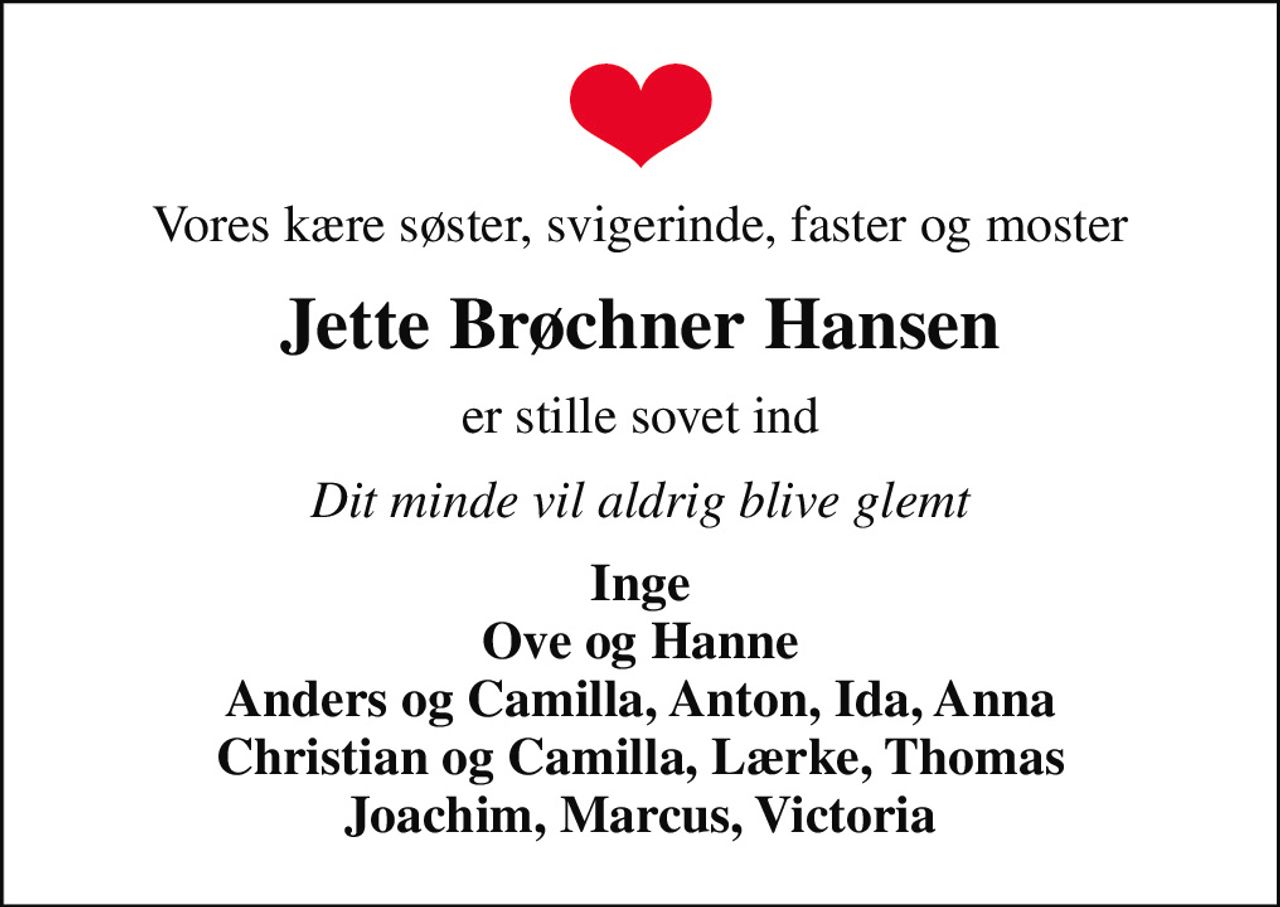 Jette Brøchner Hansen | Danmarks største medie for mindesider og ...